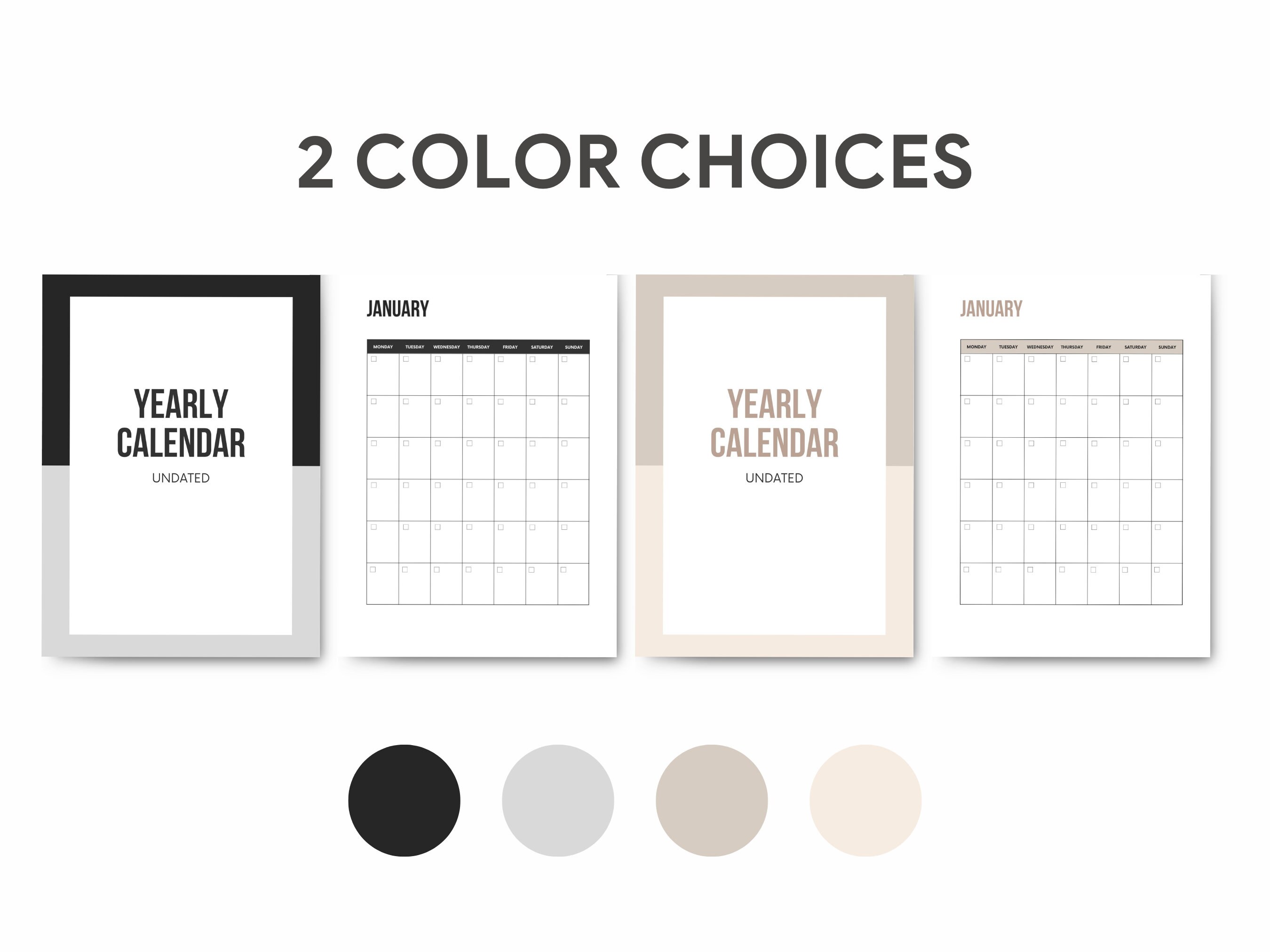 Blank Undated Digital Calendar Printable & Fillable Undated - Etsy