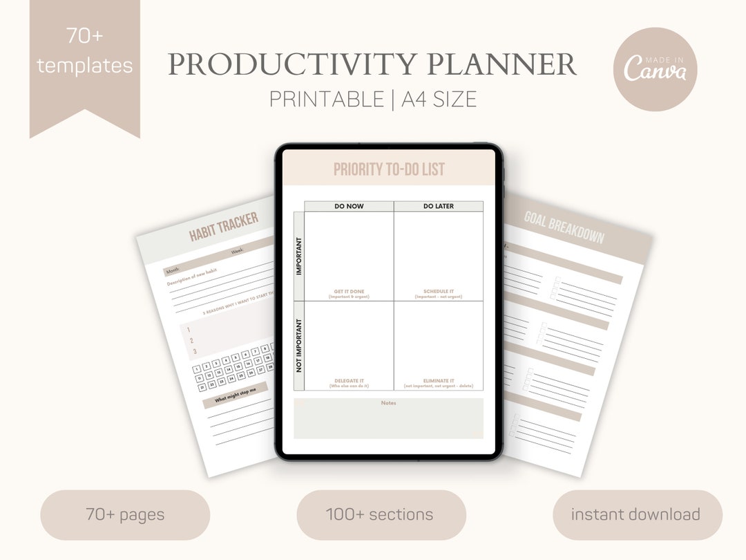 Productivity Workbook Printable Life Organizer Bundle Digital Journal ...