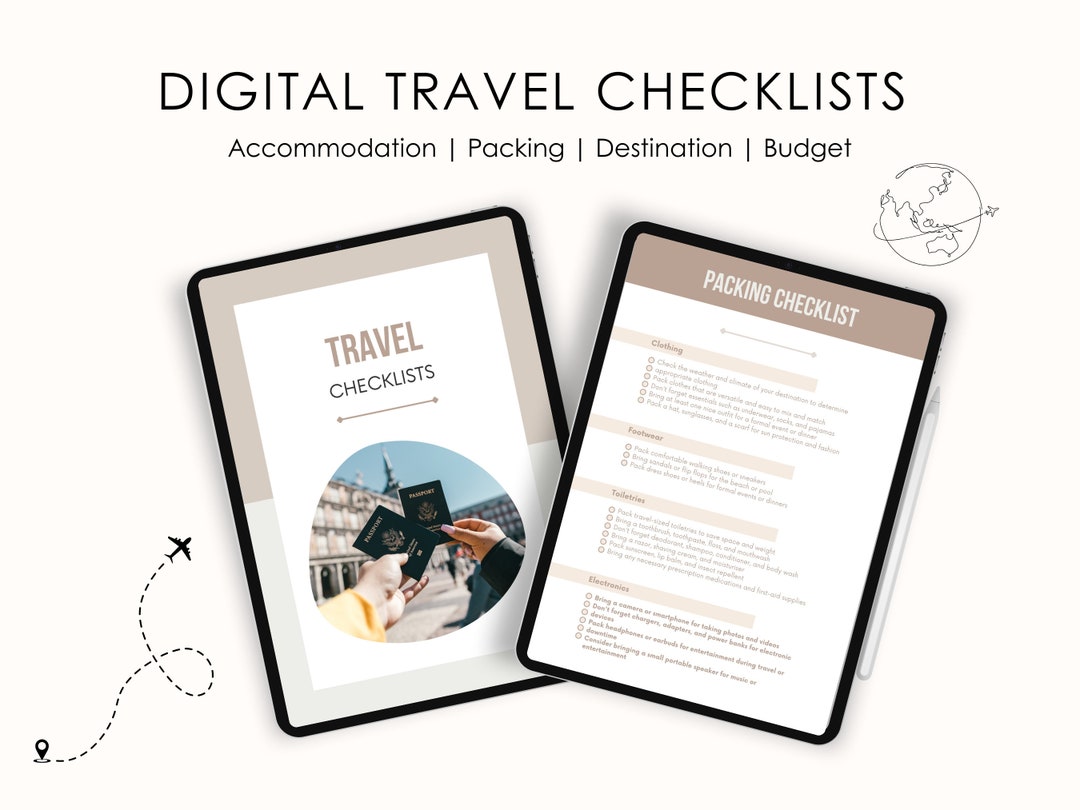 All-in-one Travel Checklist Template Travel Itinerary Checklists Travel ...