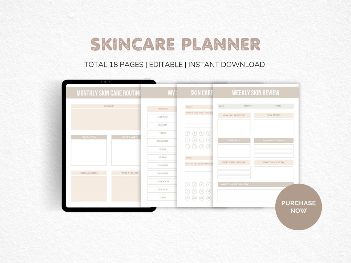 Skincare Planner Printable Editable Skincare Routine Beauty Planner ...