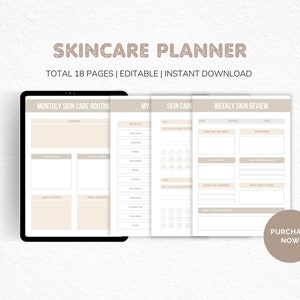 Skincare Planner Printable Editable Skincare Routine Beauty Planner ...