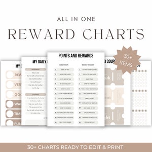 Reward Charts Bundle Personalized Reward Charts for Kids Daily Weekly ...