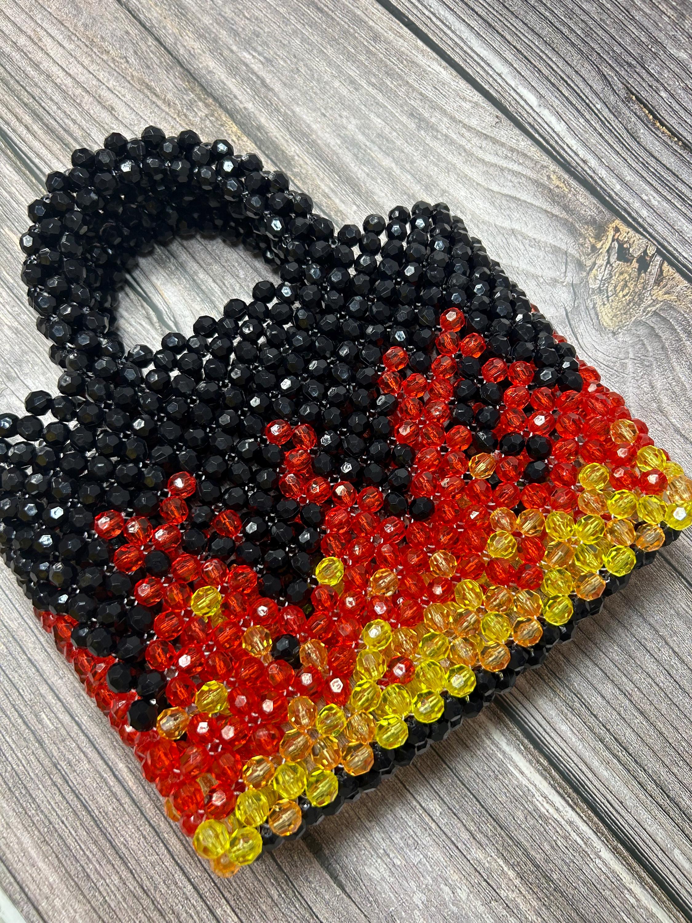 Flame Beaded Purse Handmade Tote Bag for Women - Fire Print Design - Etsy