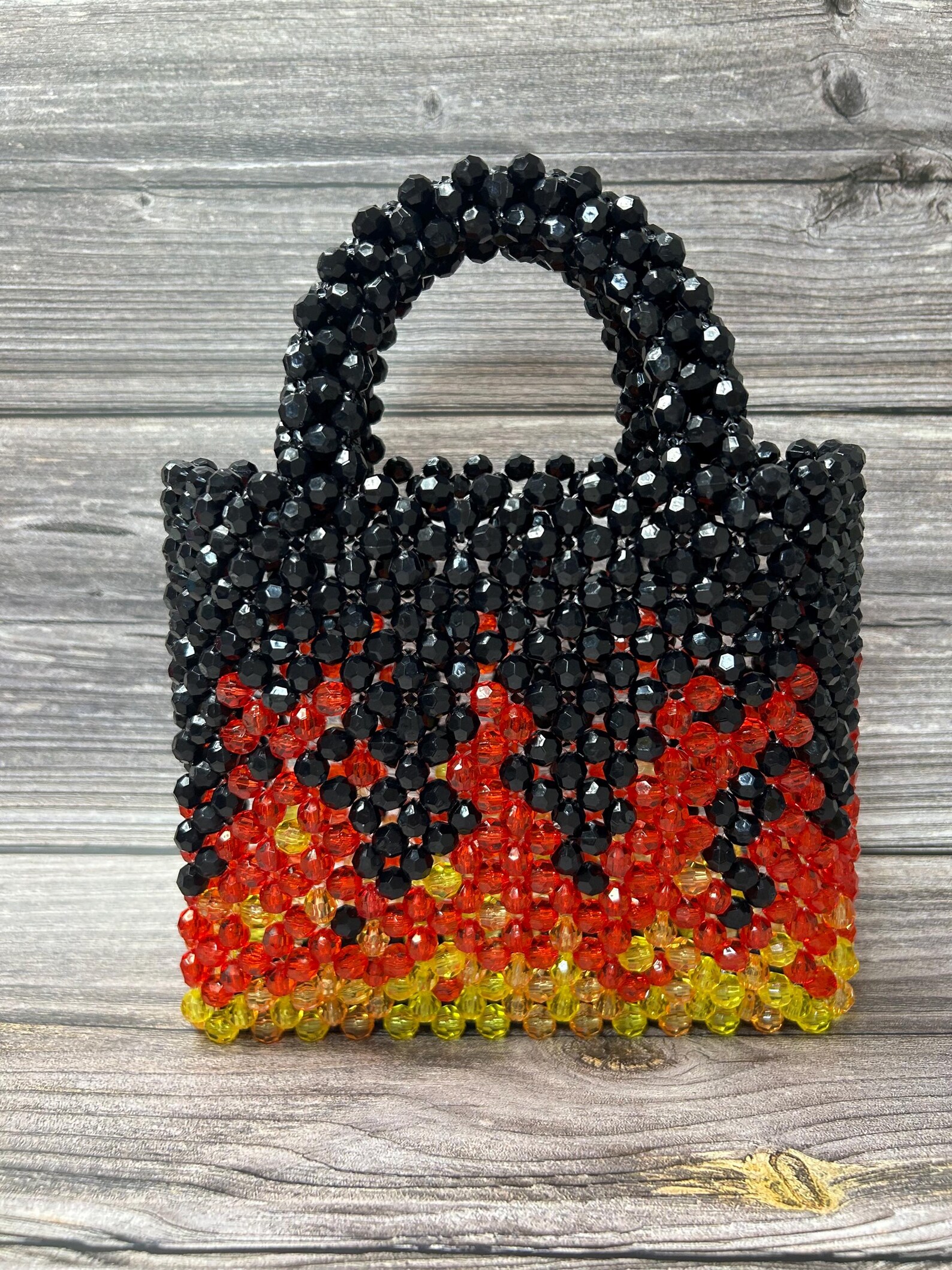 Flame Beaded Purse Handmade Tote Bag for Women - Fire Print Design - Etsy