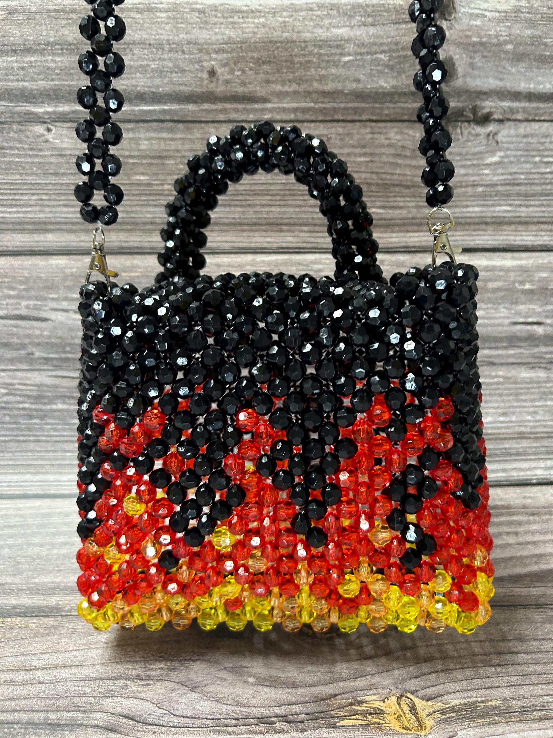 Flame Beaded Purse Handmade Tote Bag for Women - Fire Print Design - Etsy