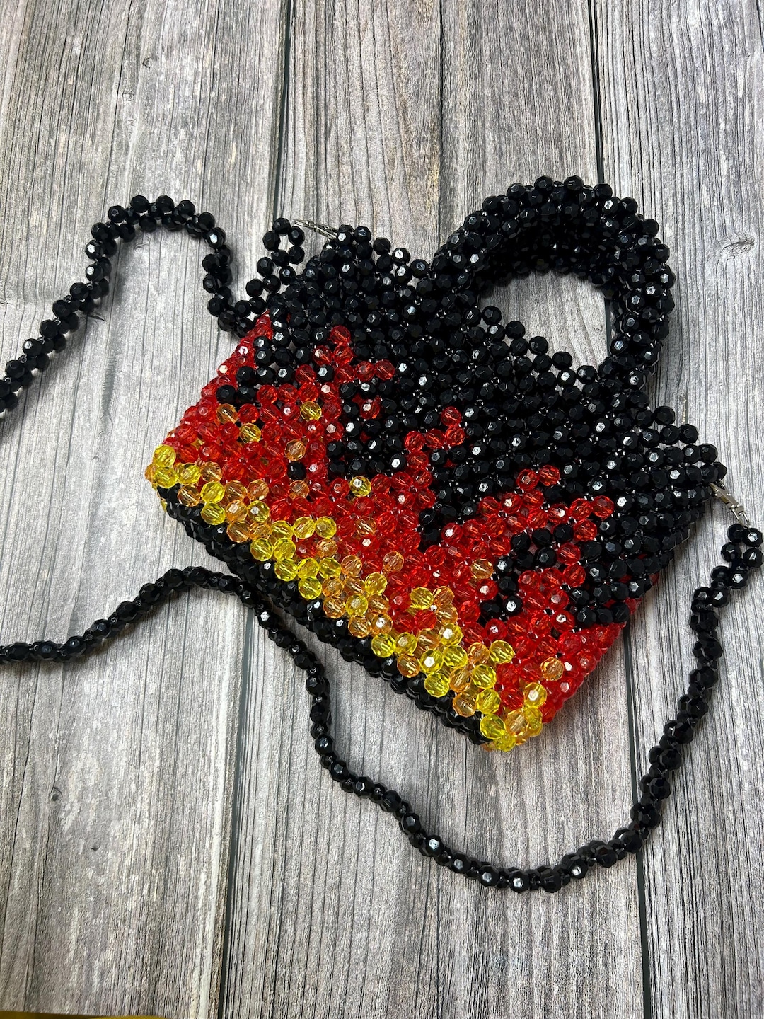 Flame Beaded Purse Handmade Tote Bag for Women - Fire Print Design - Etsy