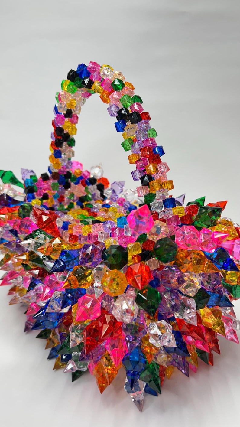 Aurora Woman's Spiky Beaded Handbag, Multi-color, Ideal for Every ...
