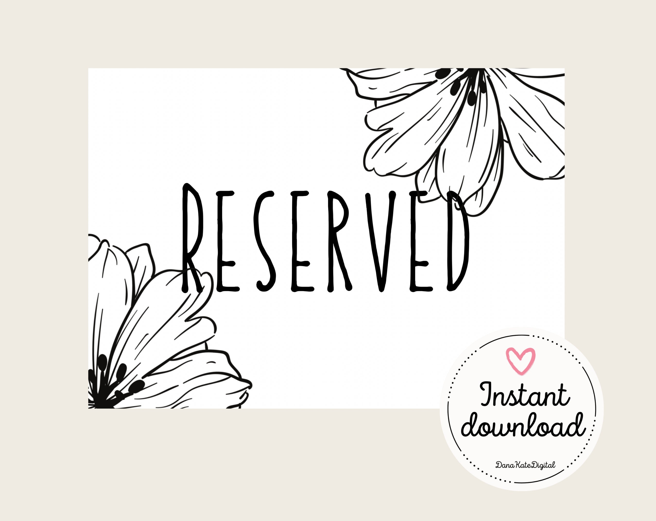 Reserved Sign for Wedding | Spot Reserved for Family | Bride's Family ...