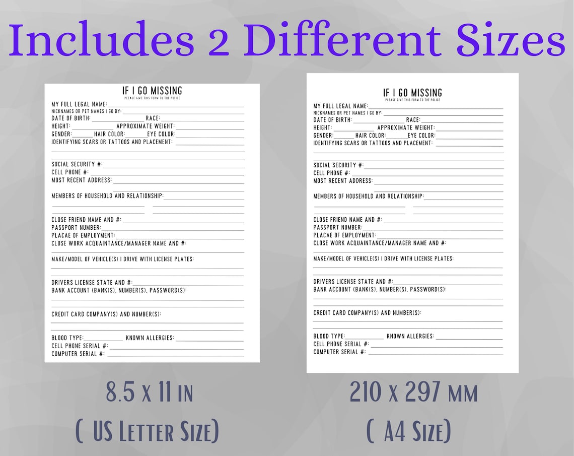 In Case I Go Missing File Template | in Case of Emergency Binder ...