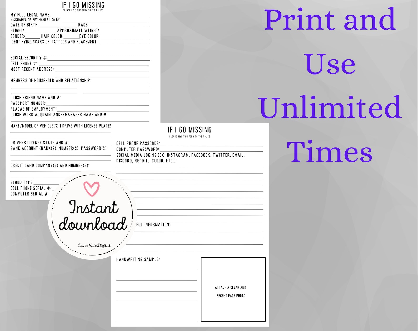 In Case I Go Missing File Template | in Case of Emergency Binder ...