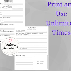 In Case I Go Missing File Template | in Case of Emergency Binder ...