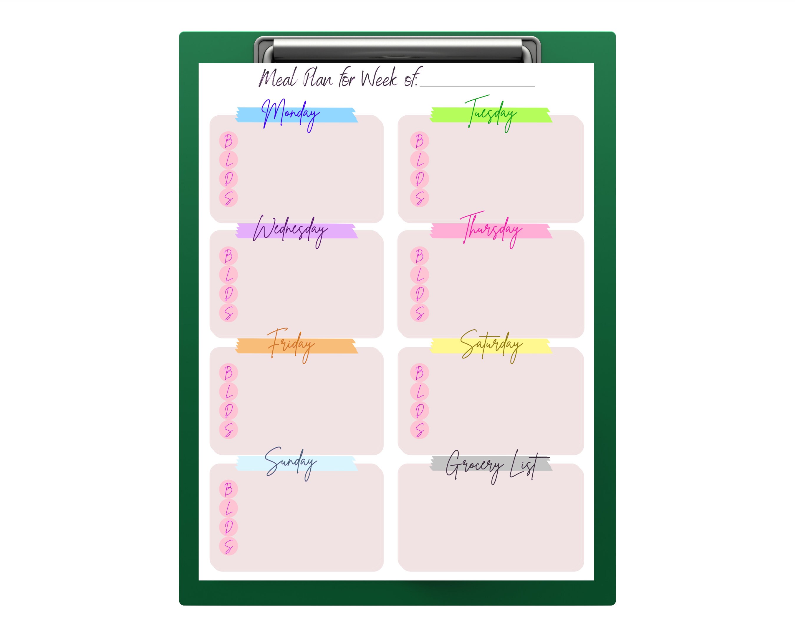 Meal Plan Digital Download | Printable Meal Plan Template | Meal Prep ...