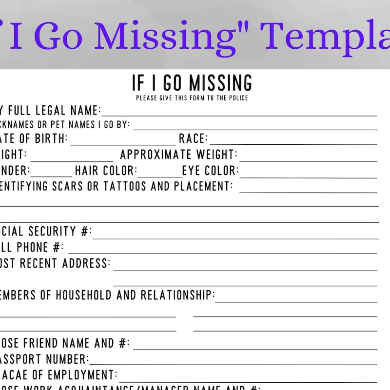 In Case I Go Missing - Etsy