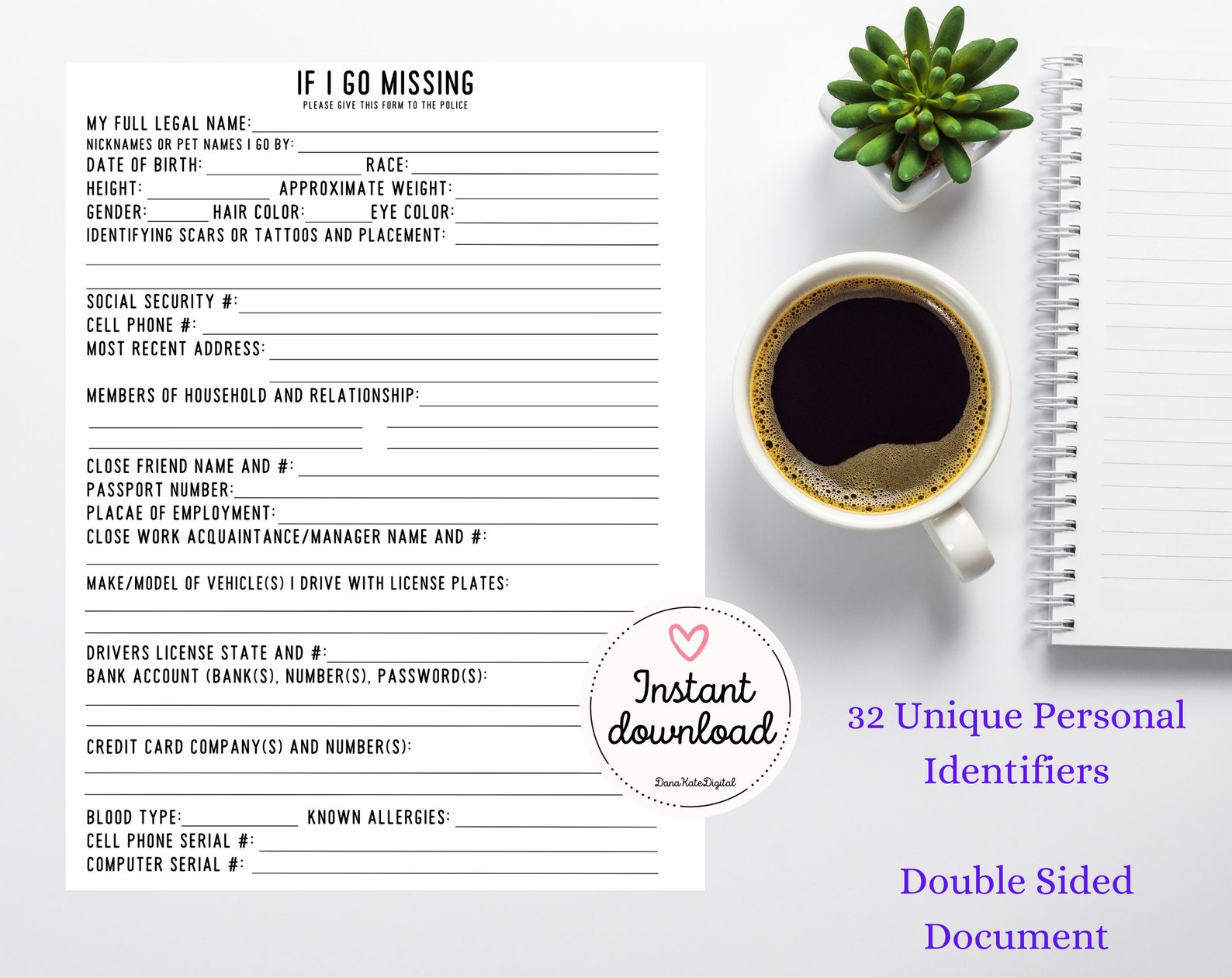 In Case I Go Missing File Template | in Case of Emergency Binder ...