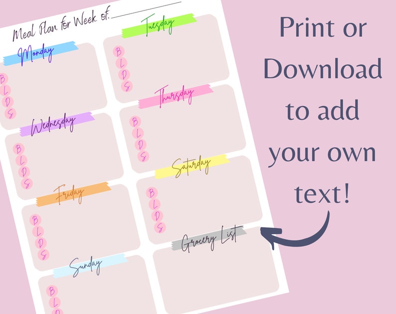 Meal Plan Digital Download | Printable Meal Plan Template | Meal Prep ...