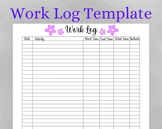 Printable Work Time Log and Tracker Activity Hours Log | Etsy