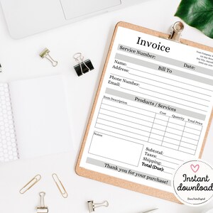 Invoice Template | Digital Download Work Order Invoice | PDF Invoice ...