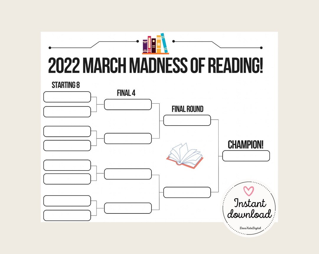 March Madness of Reading Bracket, Book Tournament, Reading Competition ...
