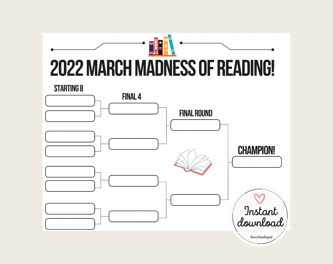 March Madness of Reading Bracket, Book Tournament, Reading Competition ...