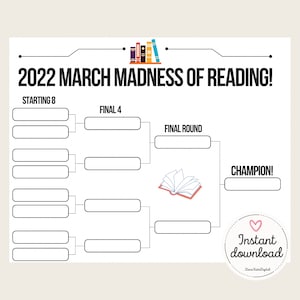 March Madness of Reading Bracket, Book Tournament, Reading Competition ...