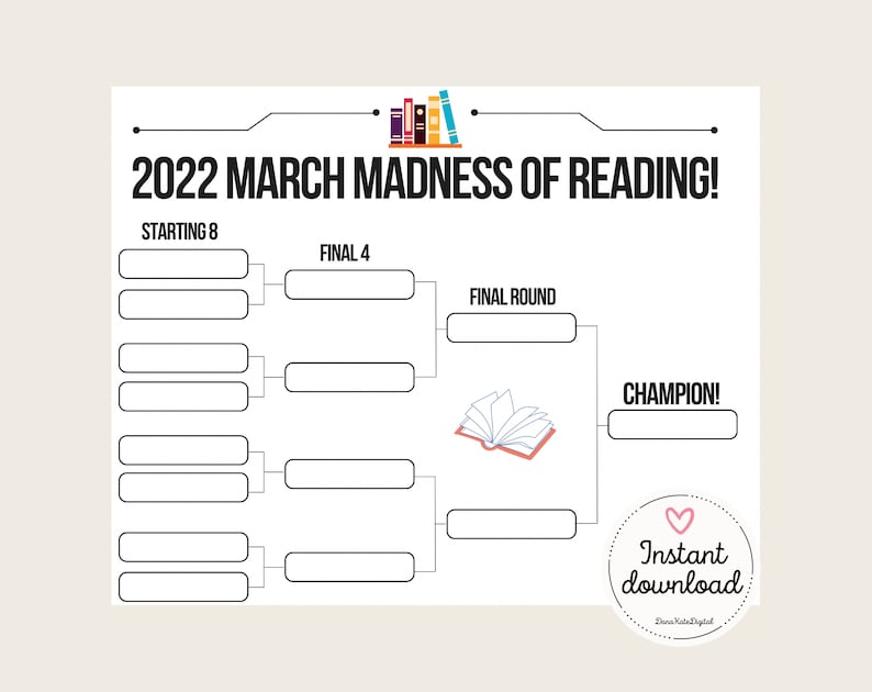 March Madness of Reading Bracket, Book Tournament, Reading Competition ...