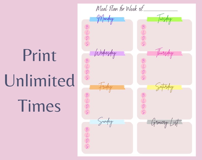 Meal Plan Digital Download | Printable Meal Plan Template | Meal Prep ...