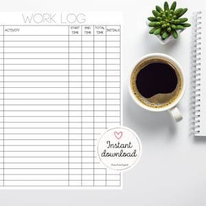 Printable Work | Time Log and Tracker | Activity Hours Log Printable ...