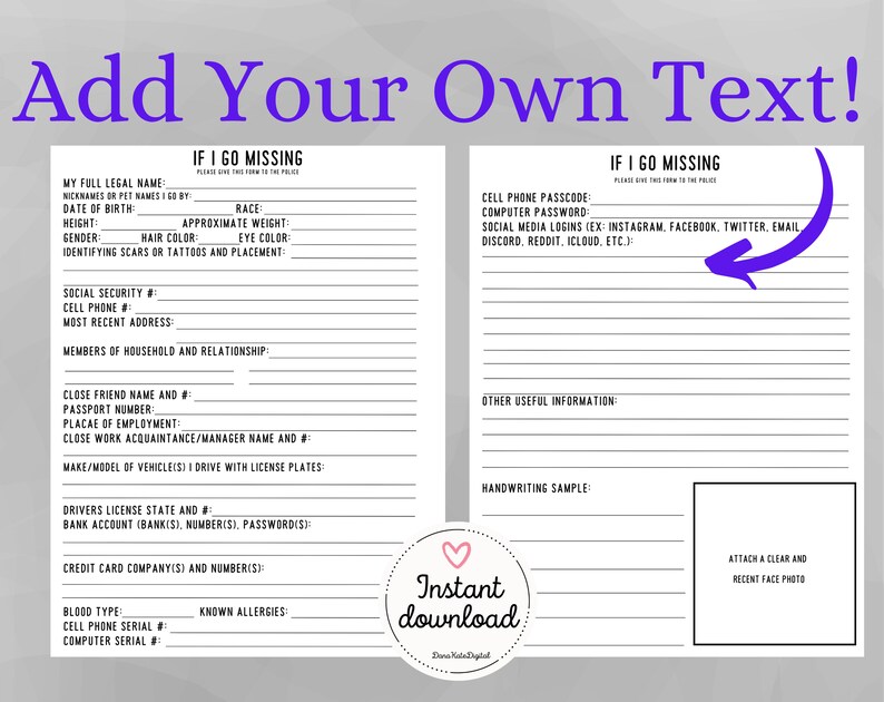 In Case I Go Missing File Template | in Case of Emergency Binder ...