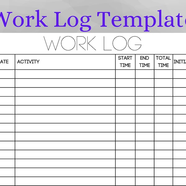 Daily Work Log Template - Etsy