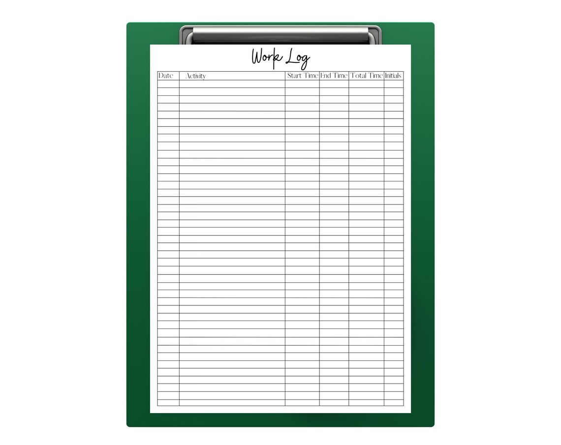 Printable Work Time Log and Tracker Activity Hours Log | Etsy
