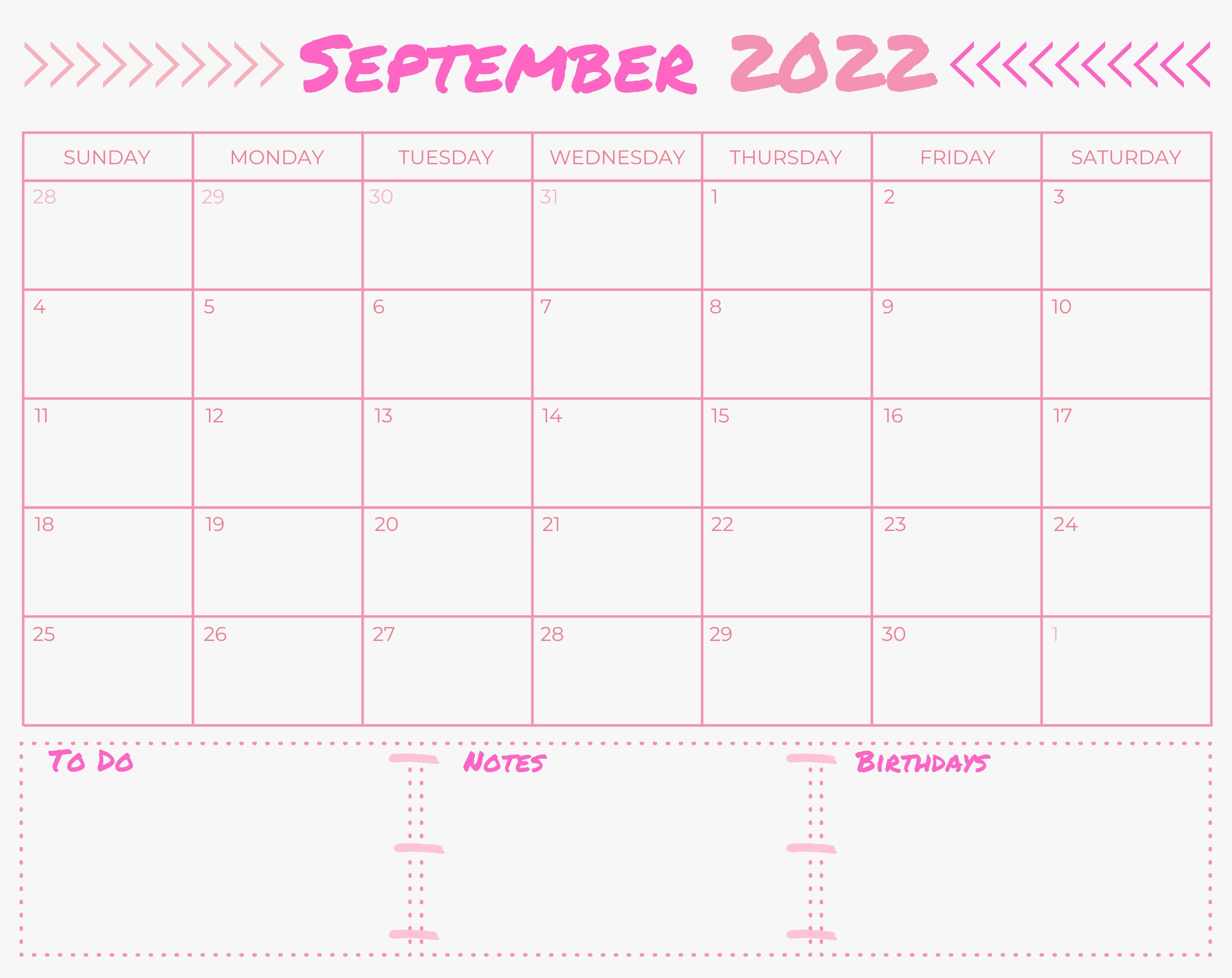 Cute Pink 2022 Monthly Calendar | Printable PDF Digital Download ...