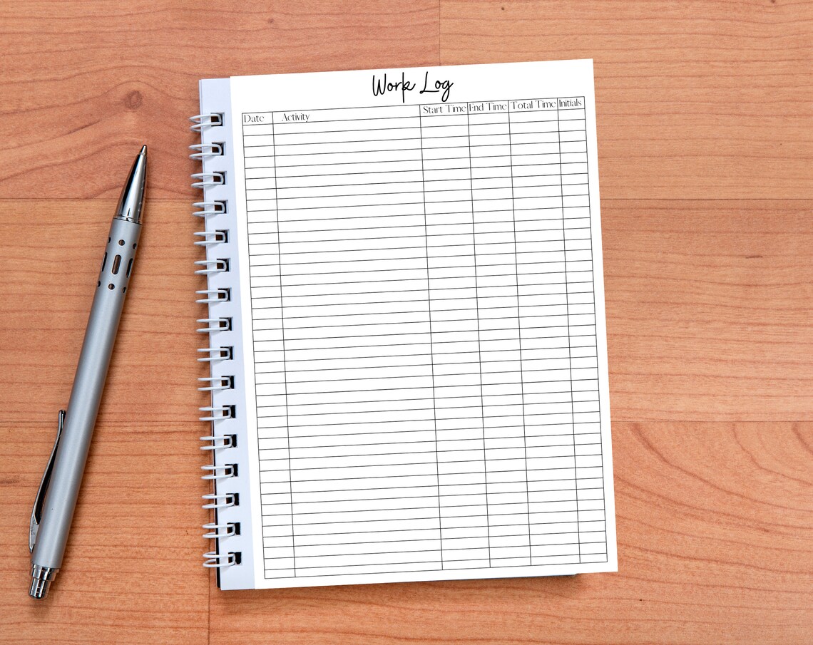 Printable Work Time Log and Tracker Activity Hours Log | Etsy