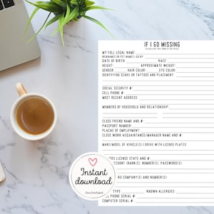 In Case I Go Missing File Template | in Case of Emergency Binder ...