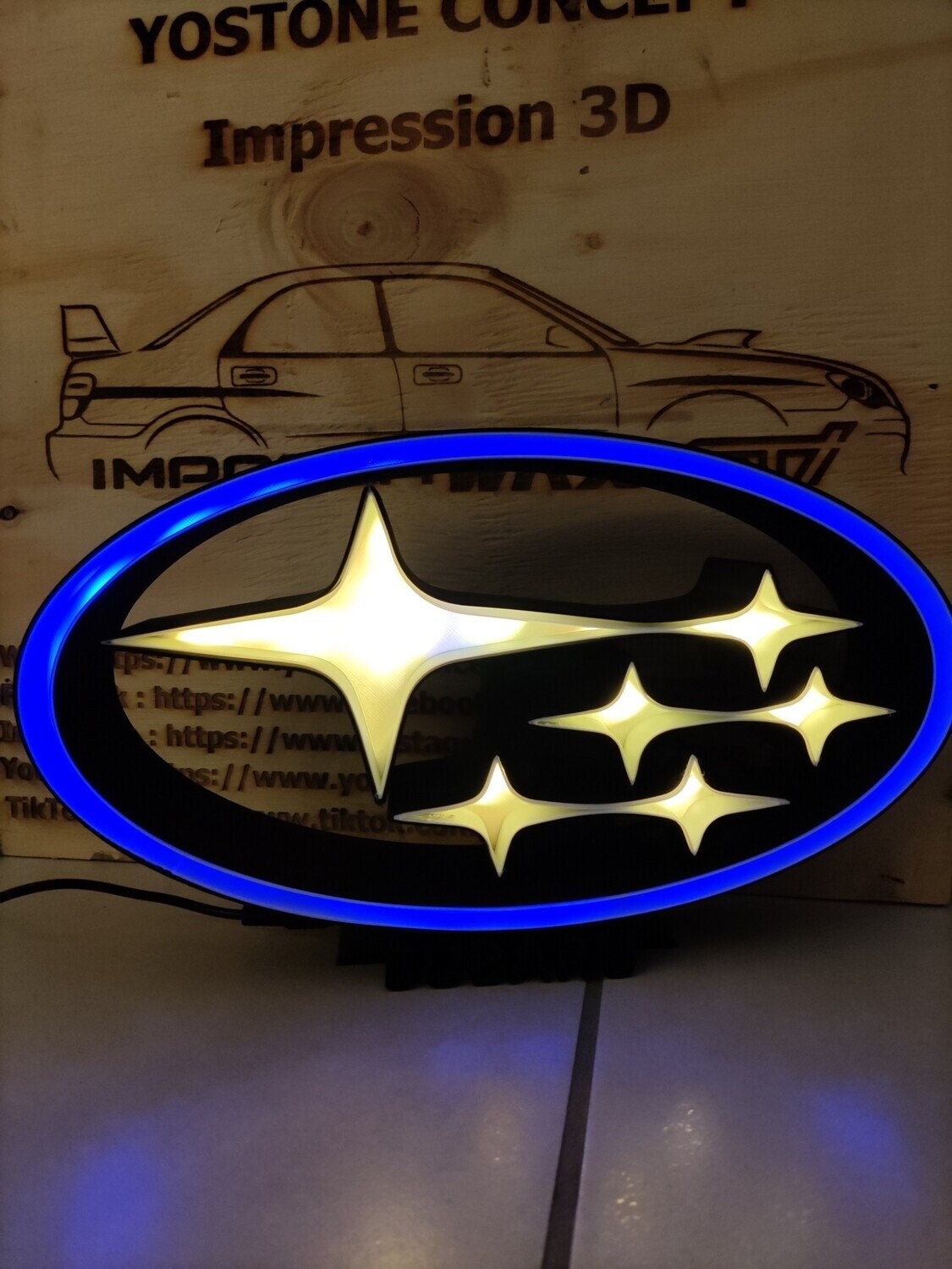 Connected Illuminated Sign Subaru Logo Format 300 Etsy