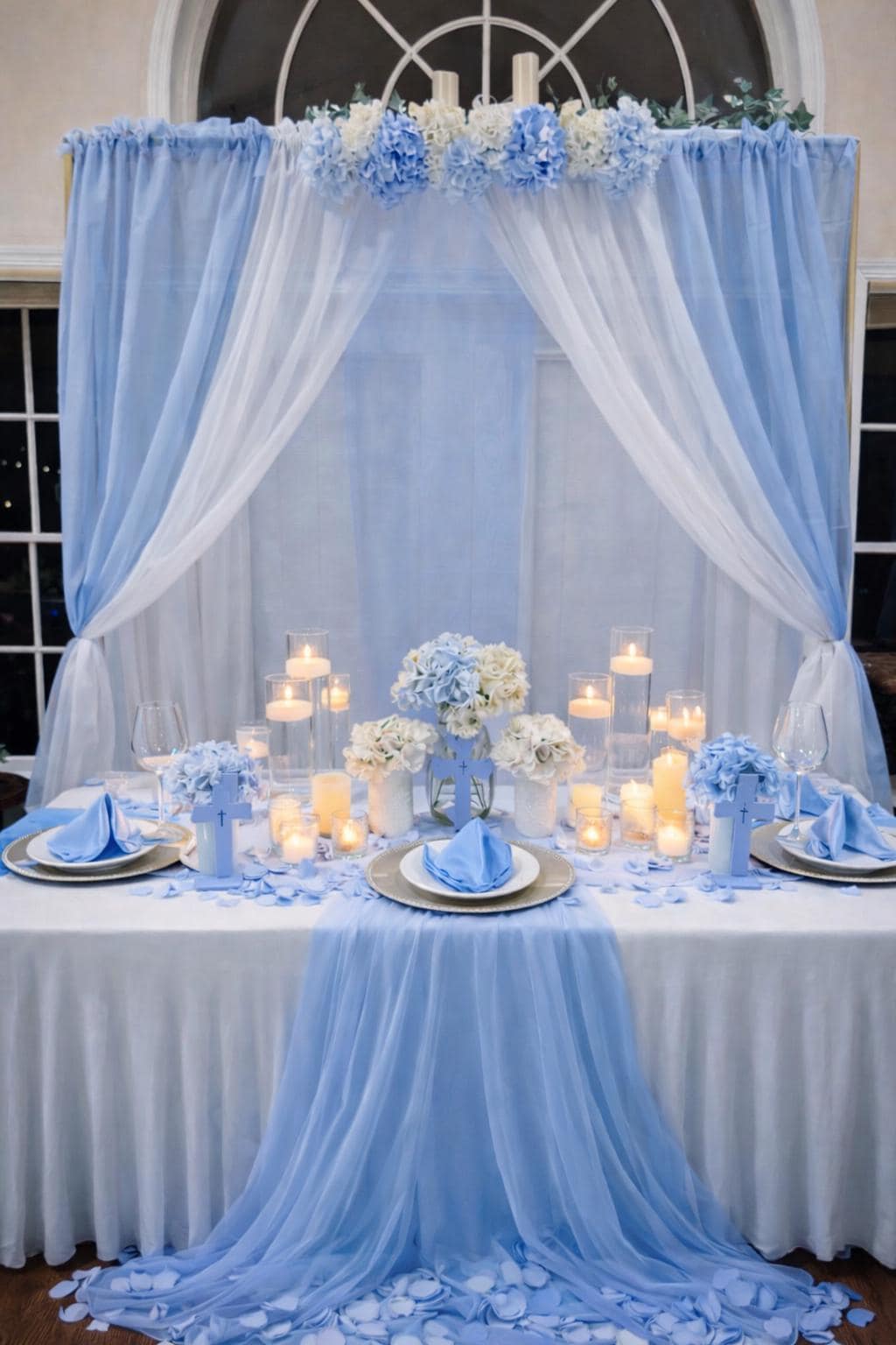 Baptism Centerpieces for Tables – Blue & White Cross Decor – Baby Boy ...