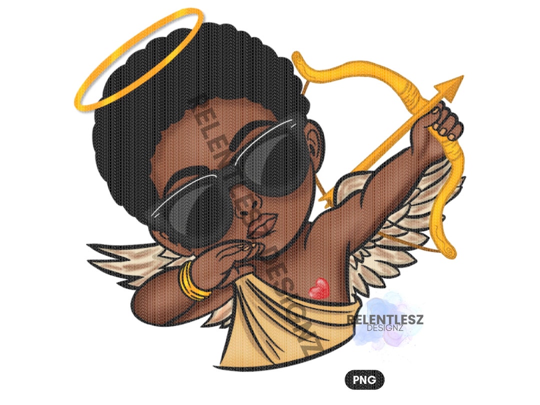 Black Cupid PNG, Afro Melanin, Valentines Day Printable (digital ...