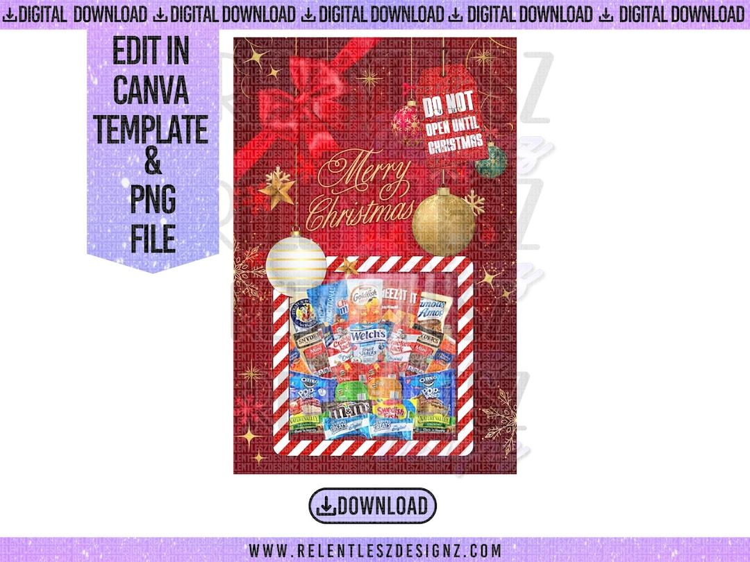 Christmas Jumbo Candy Card Edit in Canva Editable Template, Digital ...