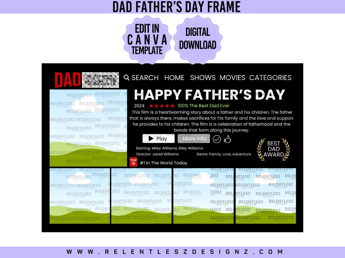 Dad Frame Father’s Day Frame Template, Edit in Canva, Best Dad Ever ...