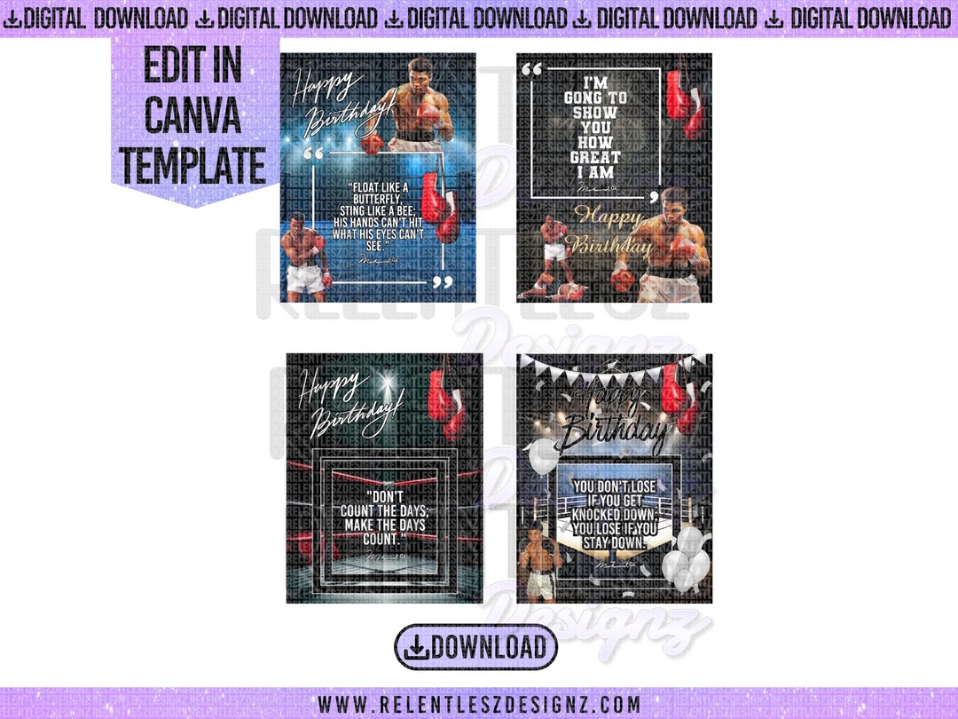 Jumbo Birthday Candy Card Bundle Template, Boxing, Boxer, Muhammad Ali ...