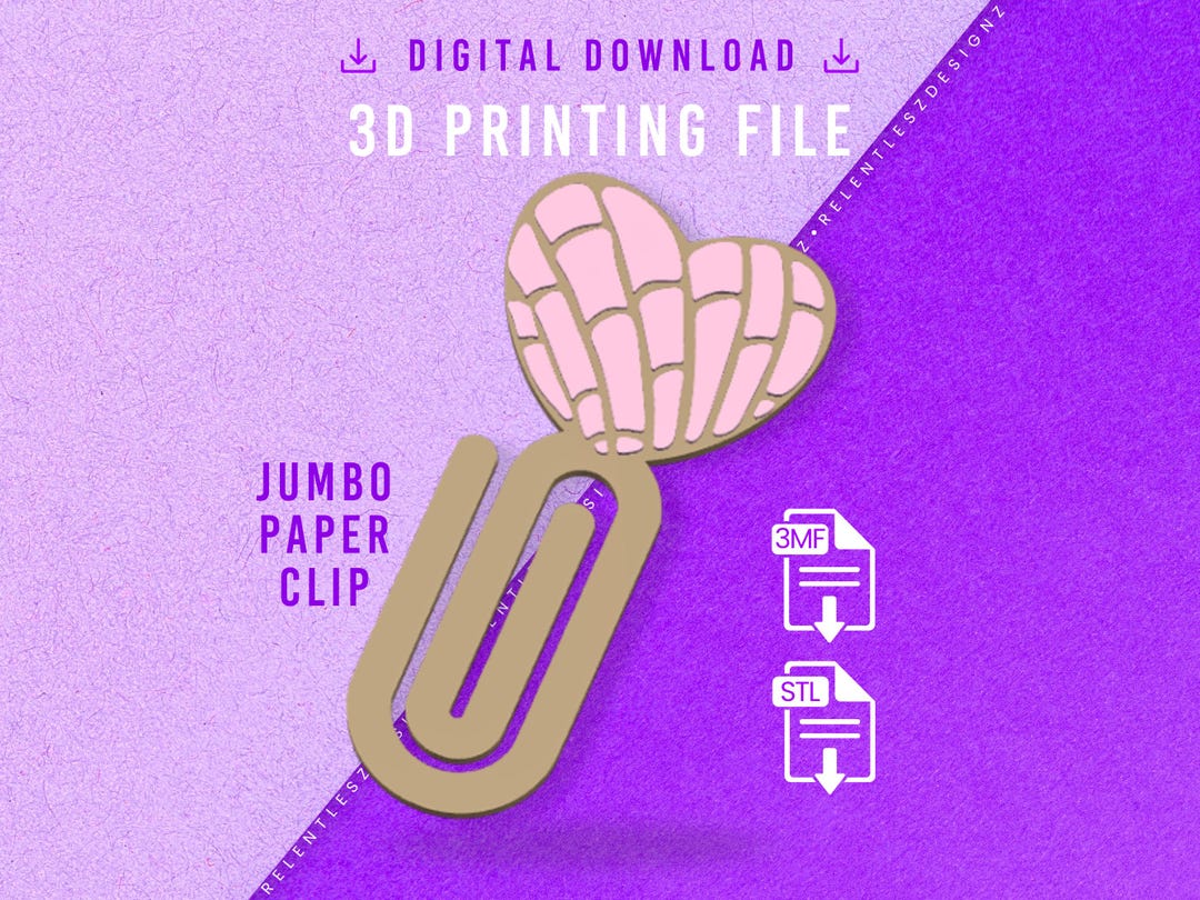 Heart Concha Jumbo Paper Clip STL File, 3D Printable, 3MF File Included ...