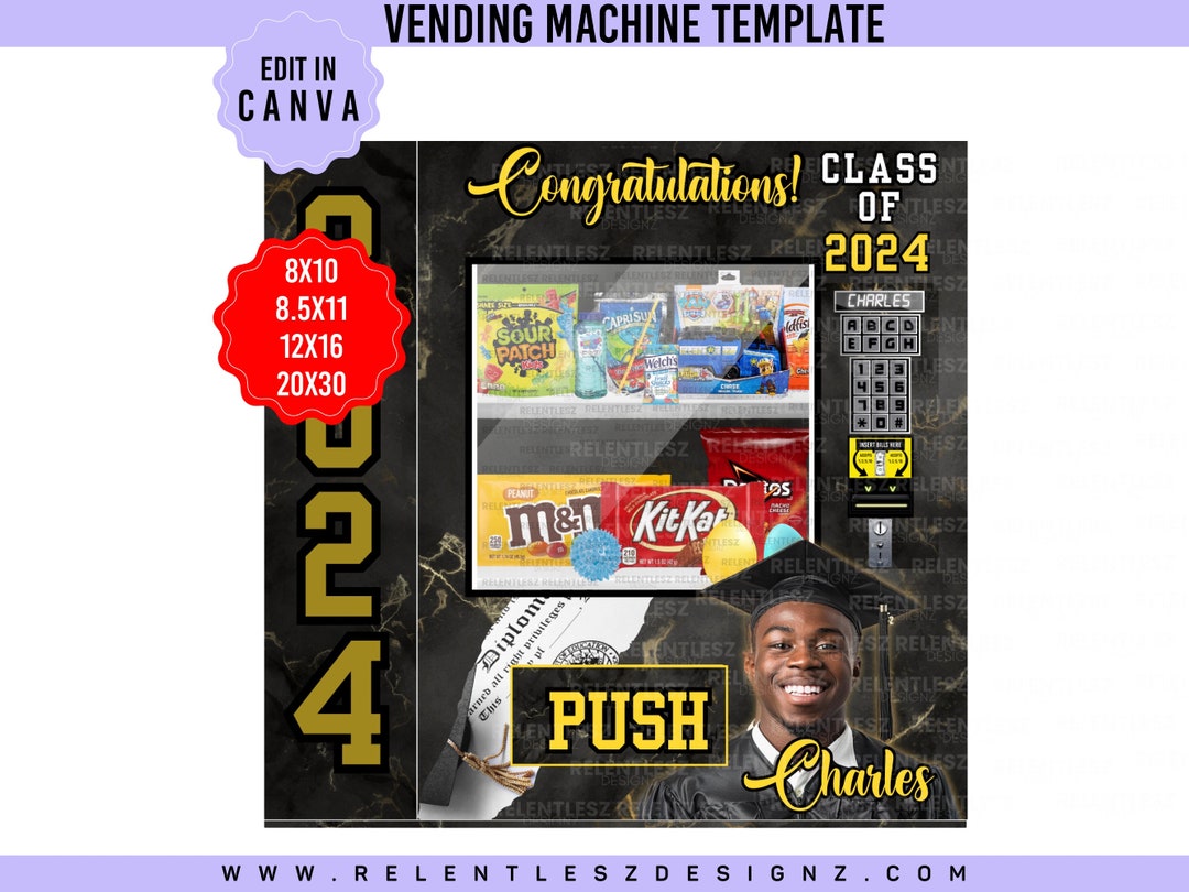 Grad Vending Machine Template, Senior Template, DIY, 8x10,8,5x11,12x16 ...
