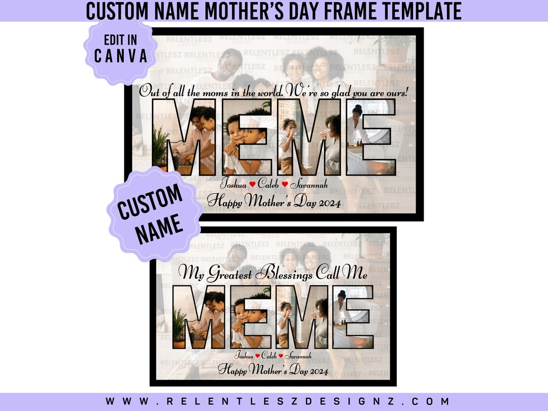 Custom Name Mom Photo Collage, Frame Template, Mother’s Day Picture ...