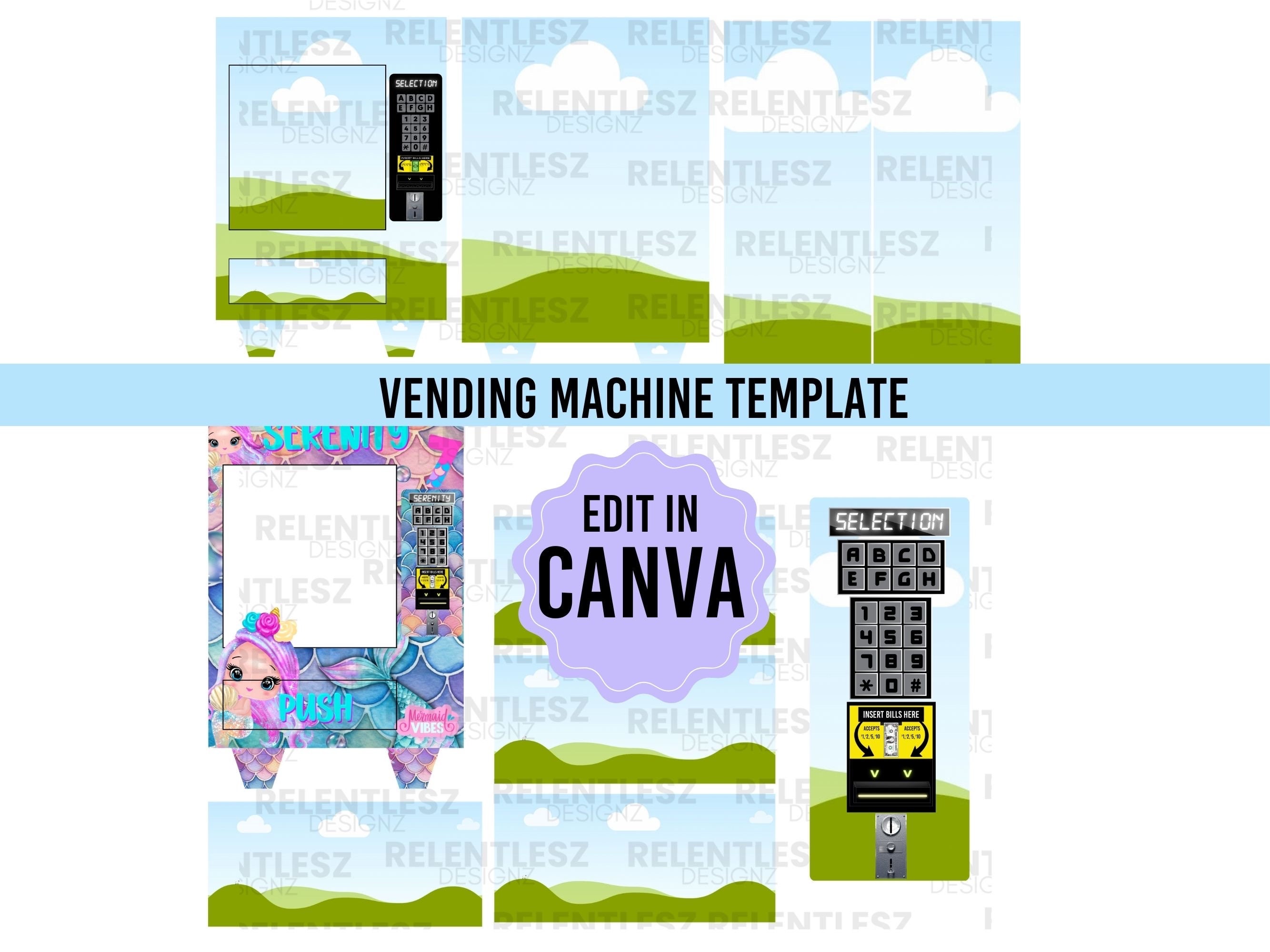 Mermaid Vending Machine Template, Canva (PDF) - Etsy