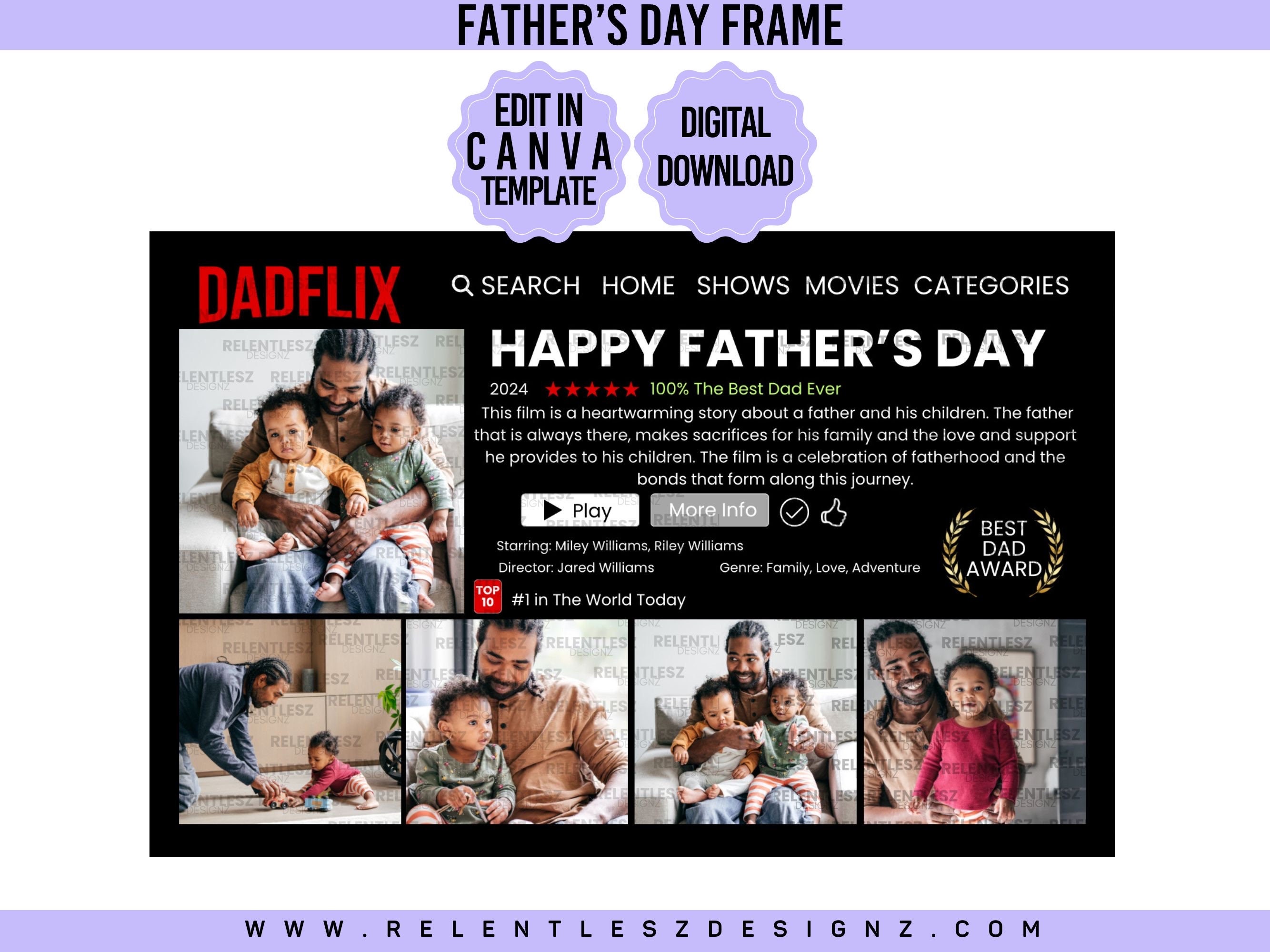 Dad Frame Father’s Day Frame Template, Edit in Canva, Best Dad Ever ...