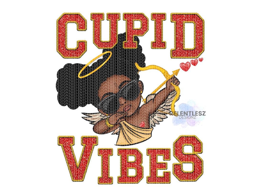 Cupid Vibes Female Girl Valentines Png, Afro, Melanin, Black Cupid ...