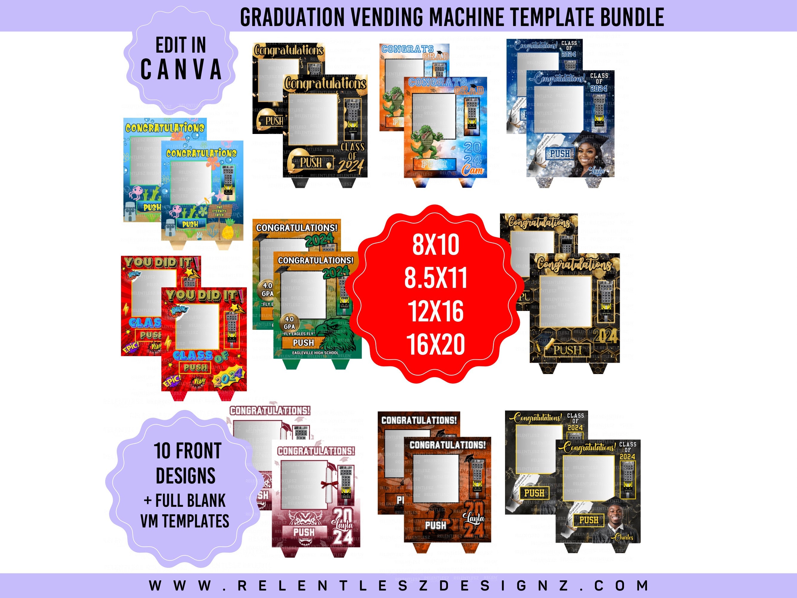 Graduation Vending Machine Template Bundle, Requires Canva Pro, YEAR IS ...