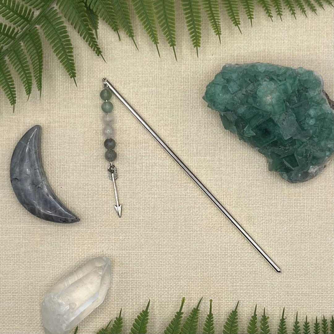 Artemis Crystal Hair Stick: Greek Goddess Hair Accessory. Green ...