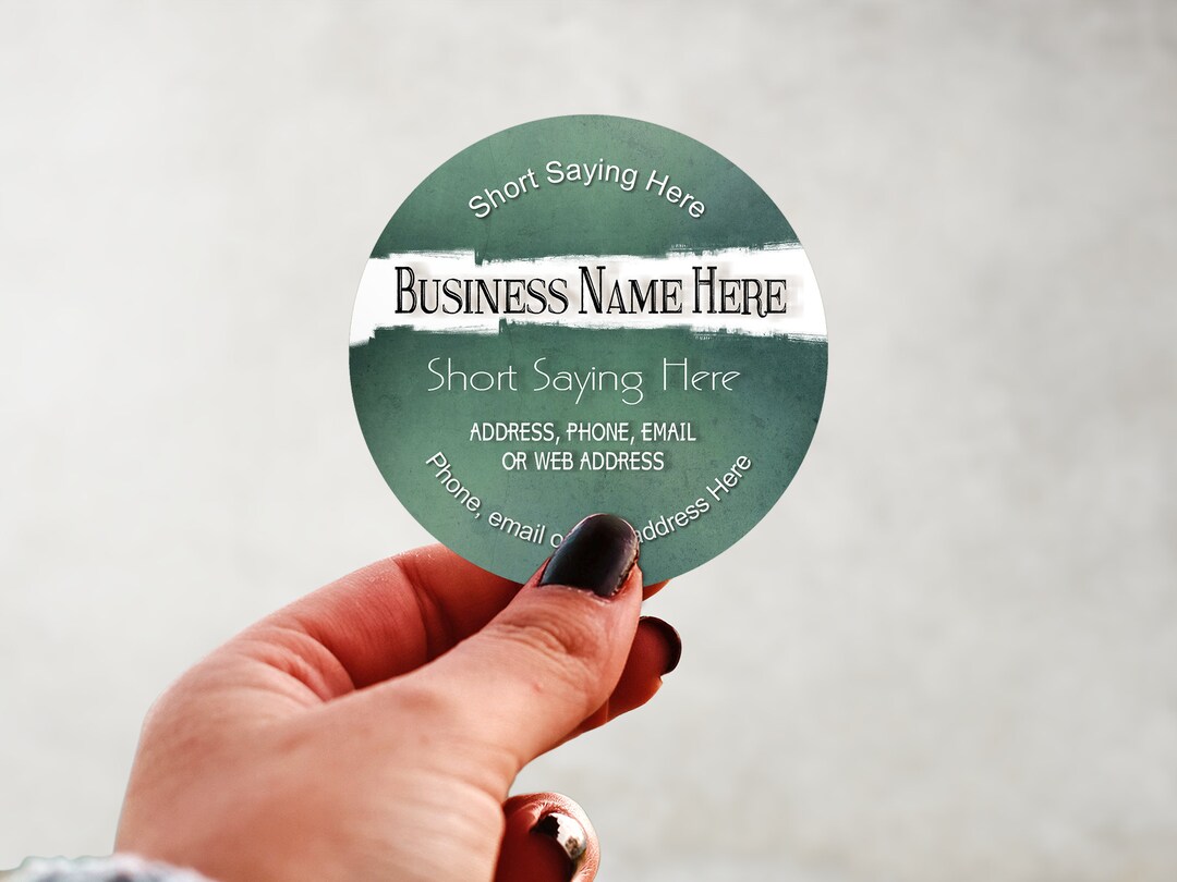 Custom Business Stickers - Glossy Round Labels - Earth Tones Teal Green ...