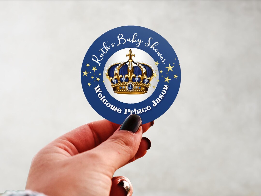 Prince Crown Baby Shower Stickers | Royal Favor Labels - Etsy