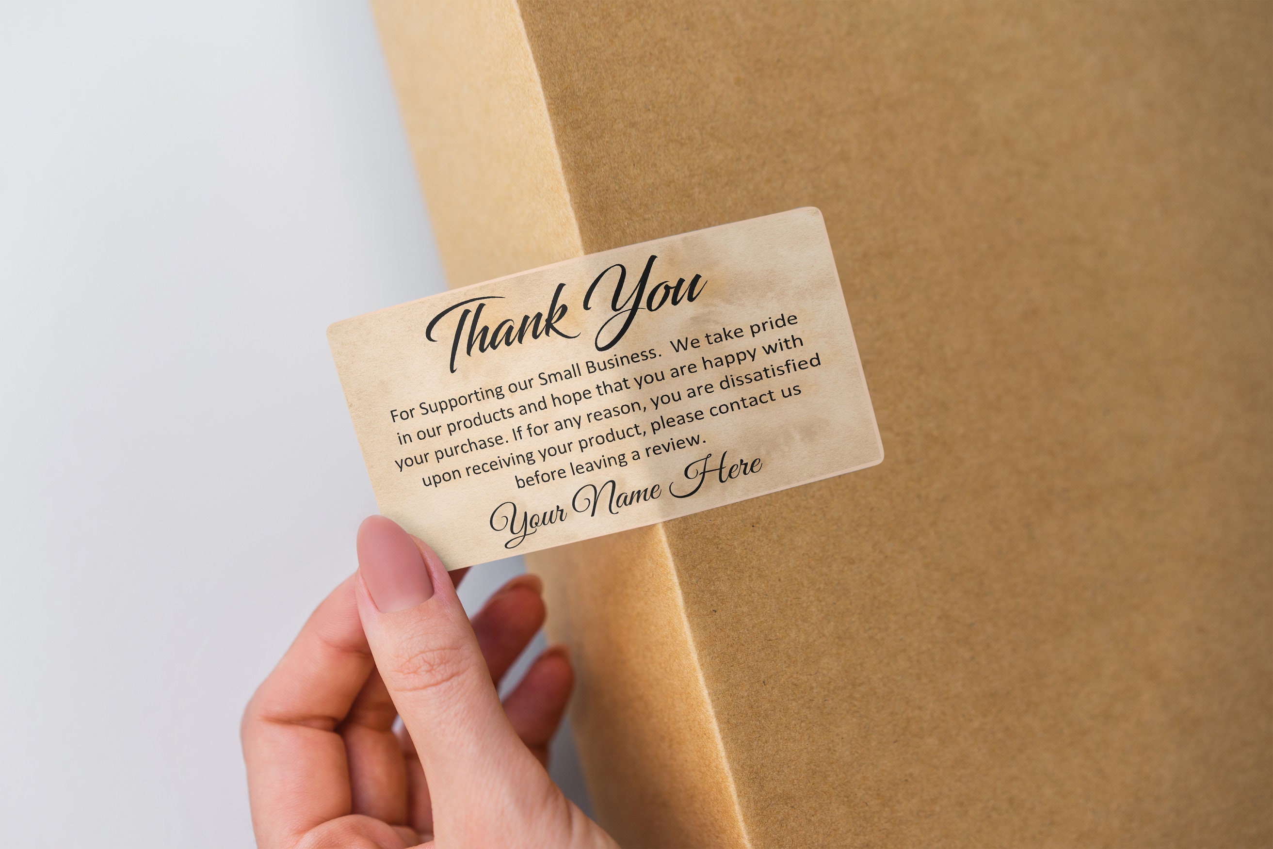 Custom "thank You" Business Stickers - Tan Rectangular Labels - Etsy